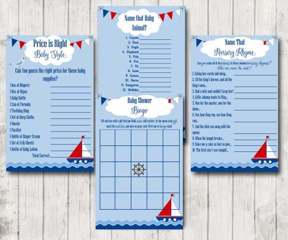 Nautical Baby Shower Nautical Theme Games 7 Piece Set Boy