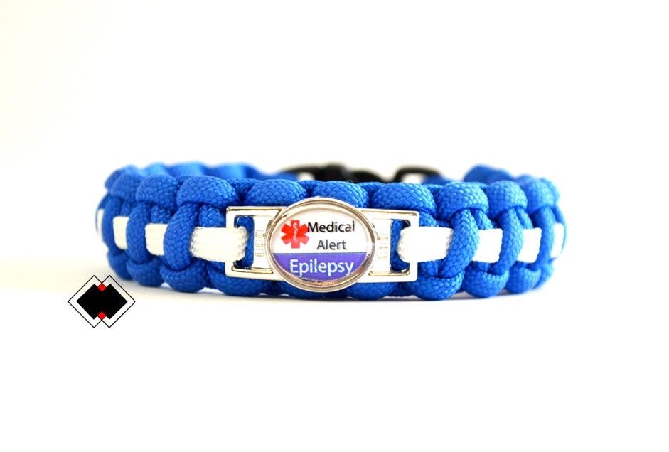 Epilepsy Medical Alert Paracord Bracelet Epilepsy blue and white or ...