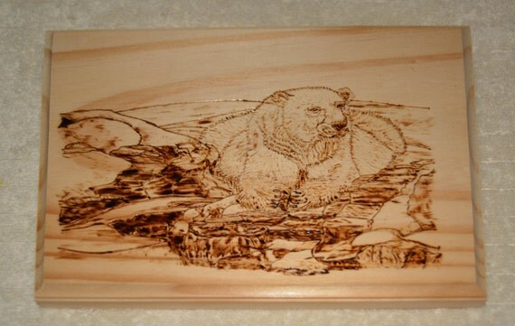 Items similar to Pyrography, Polar Bear, Wildlife, Alaska, Bear, Rocks ...