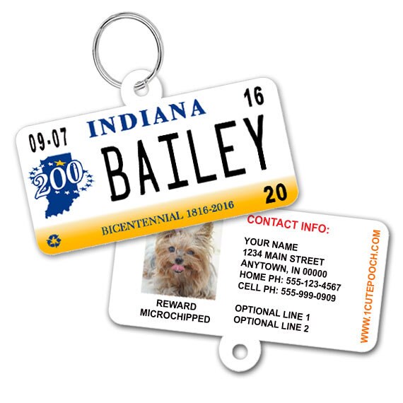 Items similar to Indiana License Plate Custom Pet ID Tag - Dog ID Tag ...