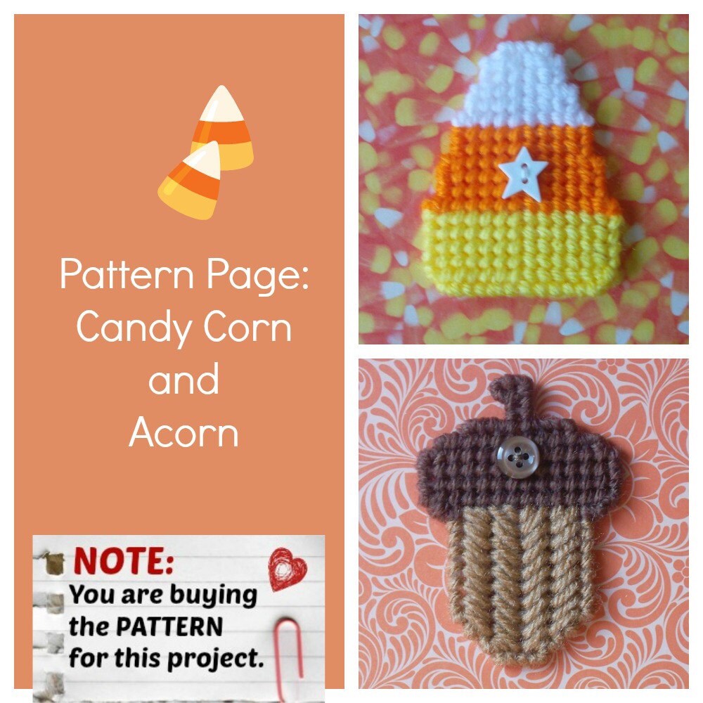 Plastic Canvas Pattern Page: Candy Corn and Acorn