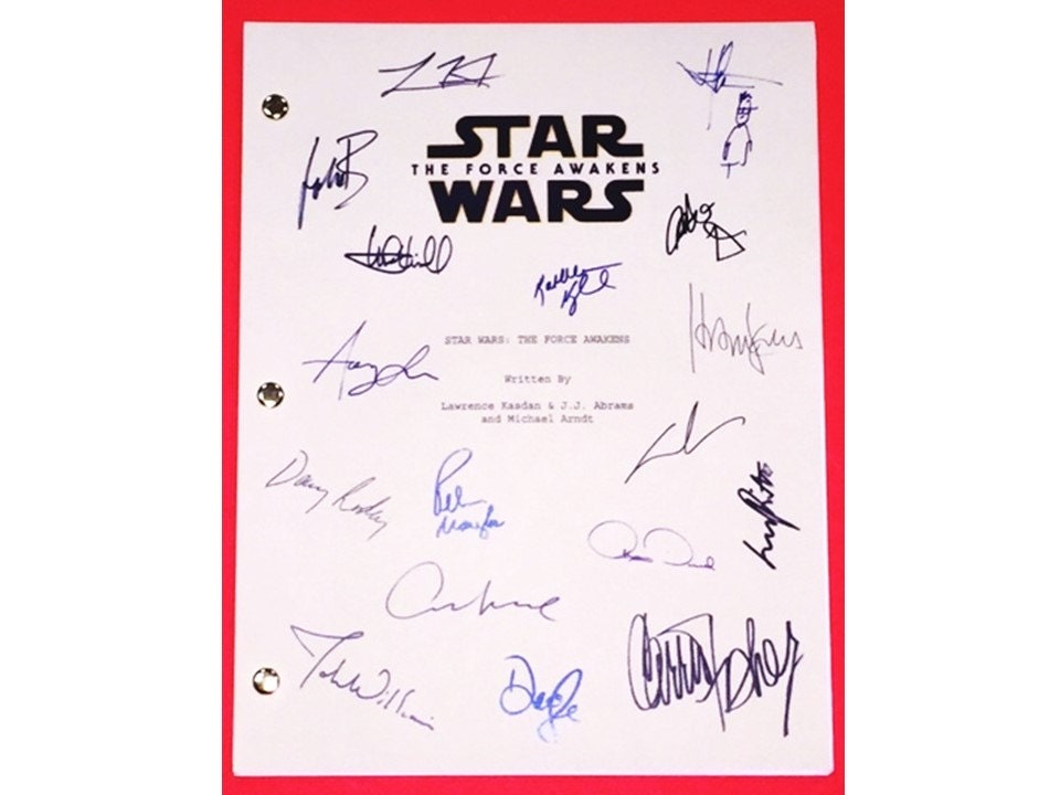 Star Wars The Force Awakens Script Signed 17X J.J. Abrams