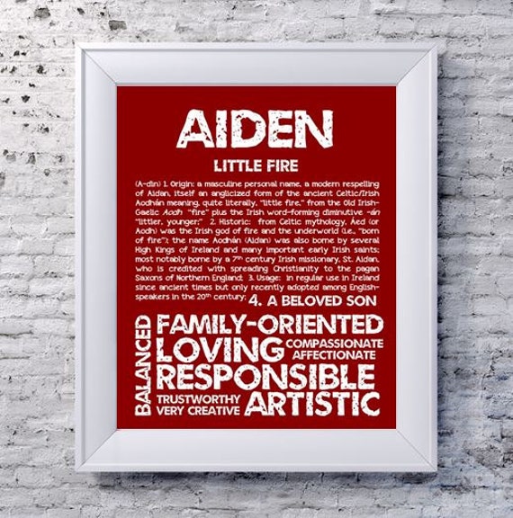 AIDEN Personalized Name Print / Typography Print / Detailed
