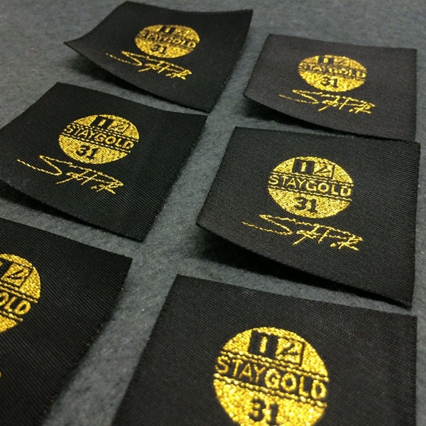 500 pcs Custom gold clothing label gold metallic clothing