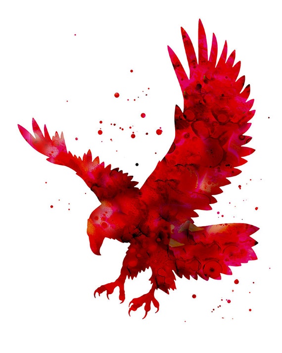 Eagle print red eagle print bold eagle art by FluidDiamondArt