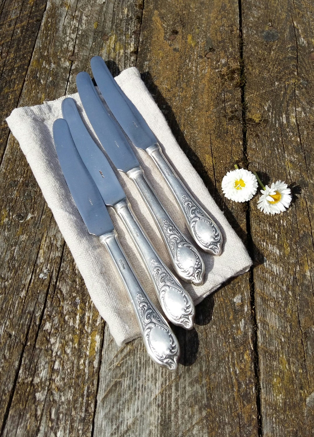 Vintage old knifes cutlery set Russian soviet era USSR made