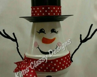 Snowman flower pot | Etsy