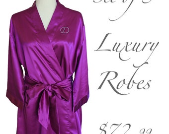 Purple satin robe | Etsy