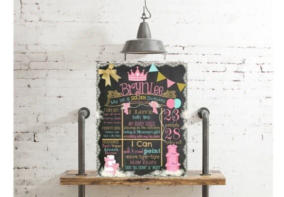 Items similar to First Birthday Chalkboard Fancy Pink, Teal And Glitter ...