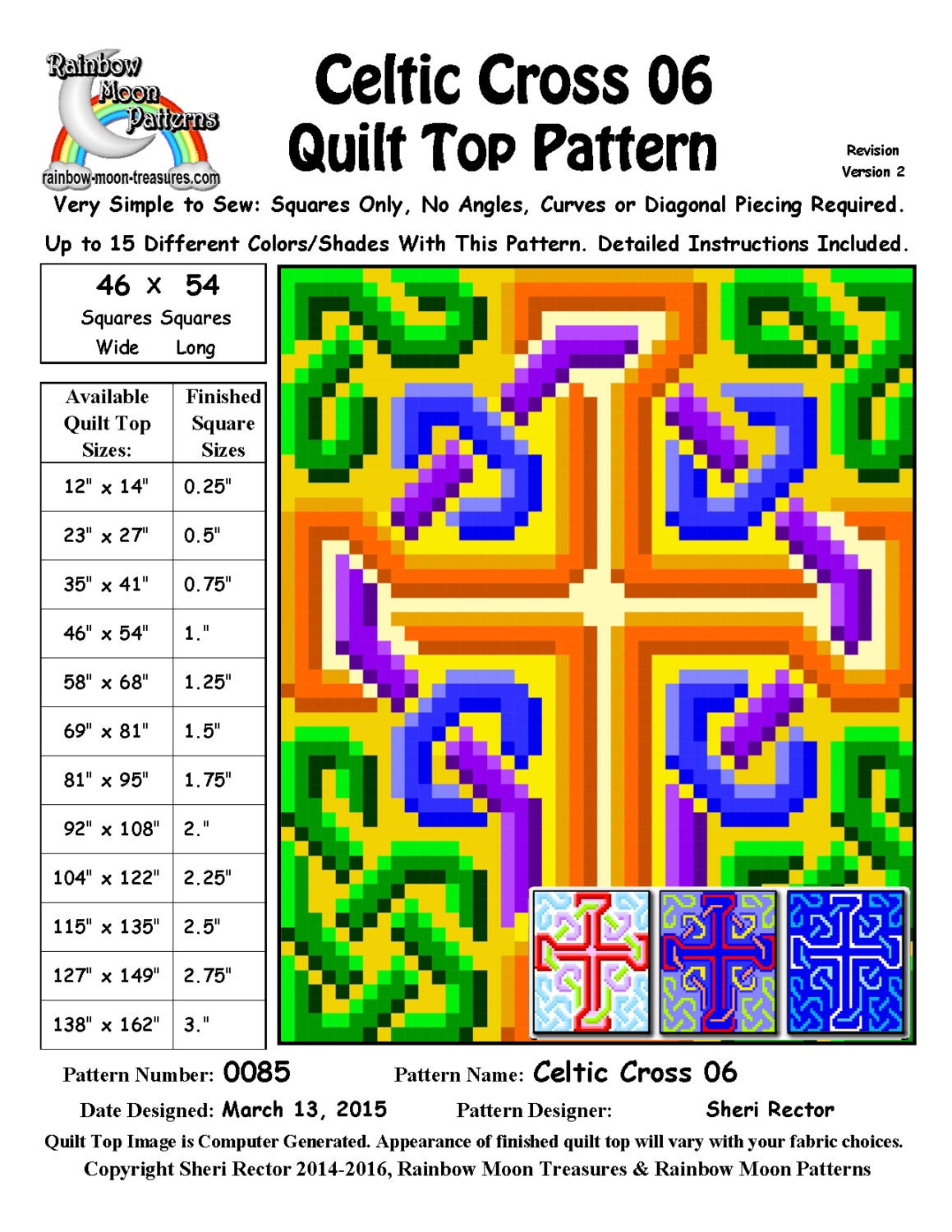 0085 Celtic Cross 06 Quilt Pattern by RainbowMoonTreasures on Etsy