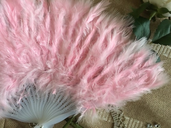 Pink Feather Hand Held Fan Wedding Fan Spanish Costume