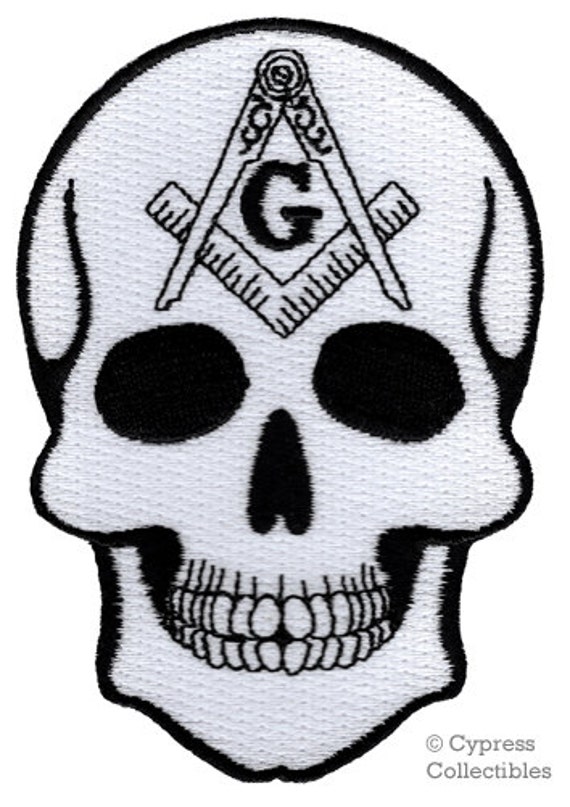 MASONIC SKULL PATCH iron-on embroidered Freemason Mason Square