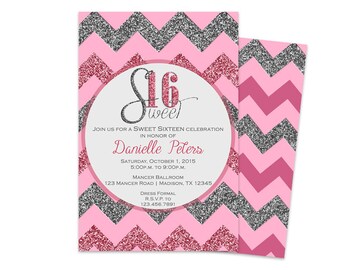 Unique sweet 16 invite related items | Etsy