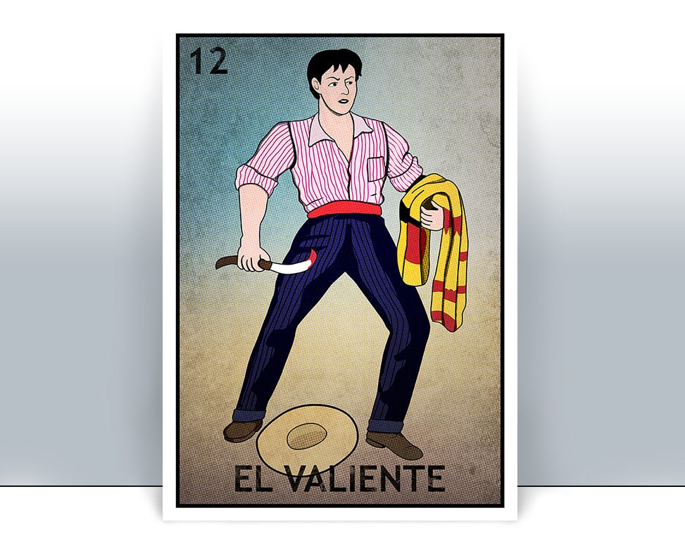 El Valiente Loteria Card The Brave Man Mexican Bingo Art