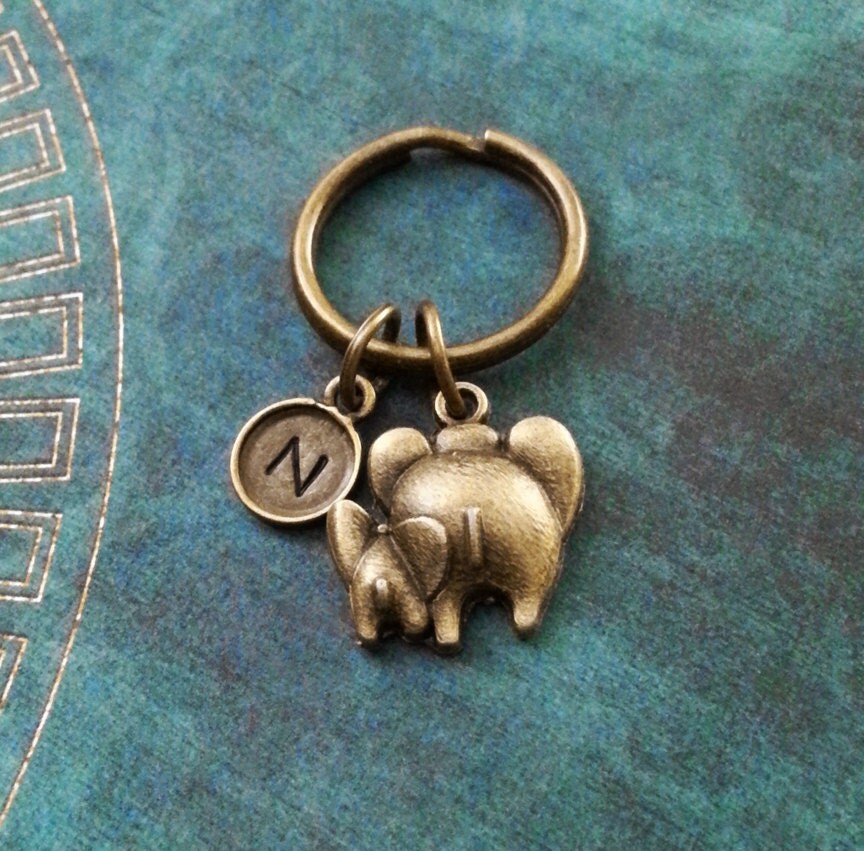 Elephant Keychain SMALL Elephant Keyring Bronze Keychain Mama