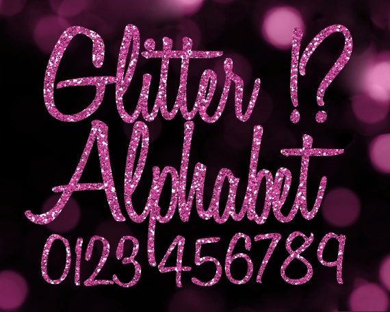 Pink Glitter Alphabet Clipart: Digital Glitter Alphabet Clip