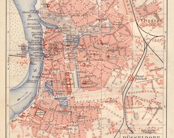Dusseldorf city map | Etsy
