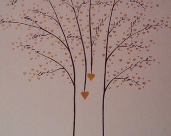 Love tree painting | Etsy
