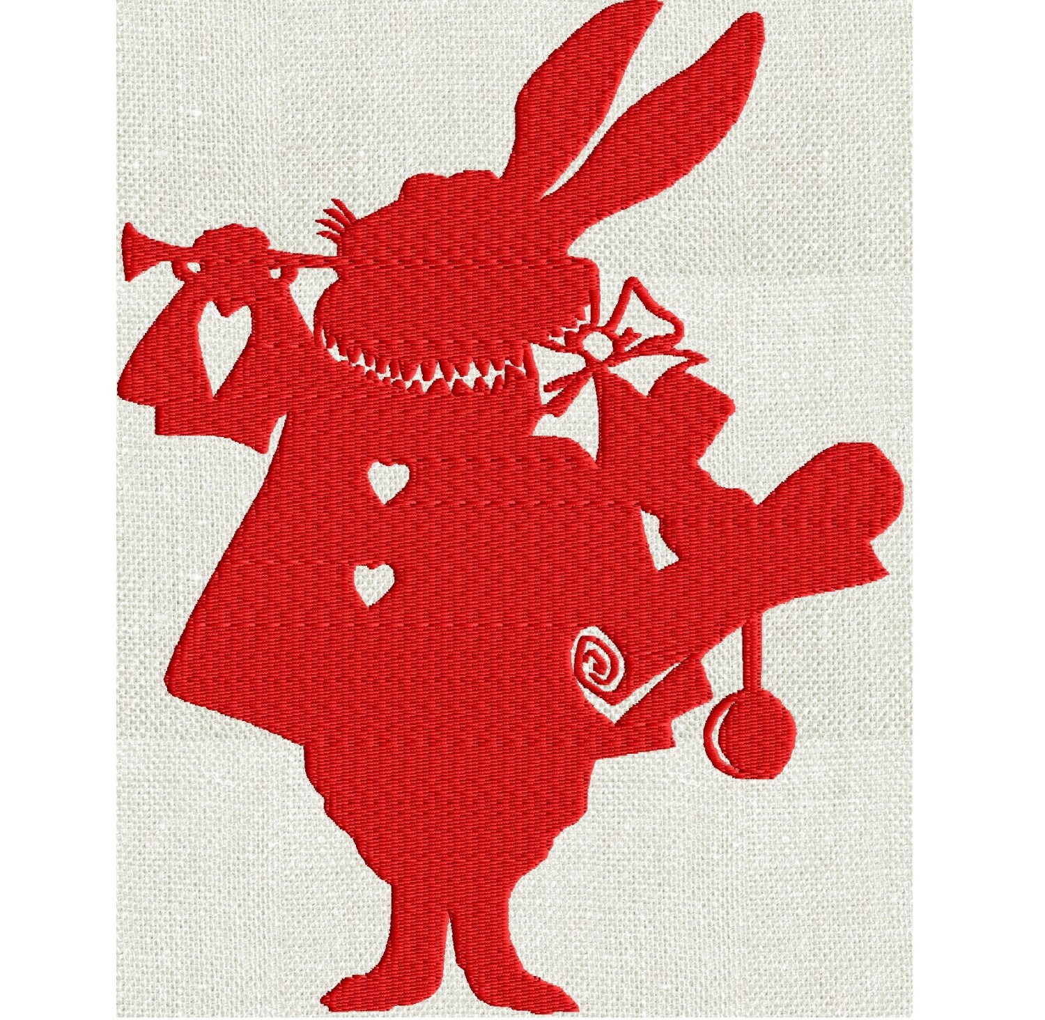 White Rabbit Alice in Wonderland Silhouette Embroidery