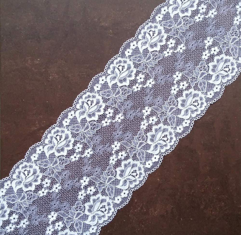 Stretch lace white color White lace Elastic lace Wide lace