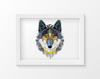Geometric wolf | Etsy