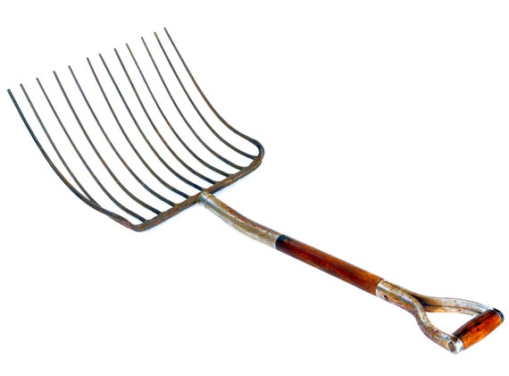Items similar to Vintage 12 Tine Hay / Pitch Fork / Pitchfork with ...