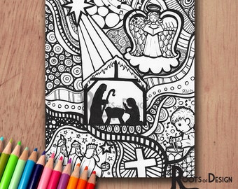 INSTANT DOWNLOAD Coloring Page Celestial Mandala by RootsDesign