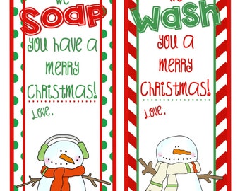 Printable Hand Soap Gift Tags We WASH You Merry Christmas