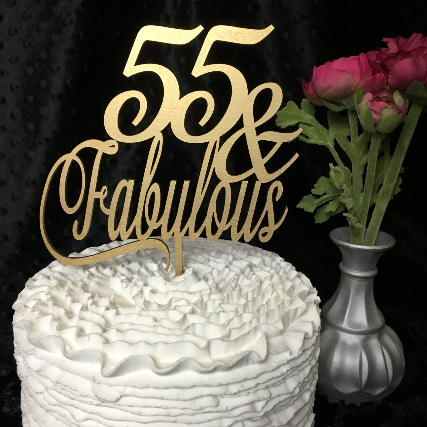 55th Cake Topper 55 Fabulous Cake Topper Gold Cake Topper
