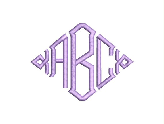 Diamond Monogram Font Machine Embroidery Designs 3 Size Bx