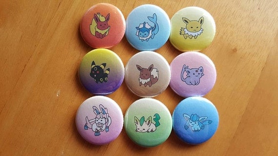 Pokemon: Eevee Evolution Buttons by ImpulseButtons on Etsy Pokemon: Eevee Evolution Buttons by ImpulseButtons on Etsy