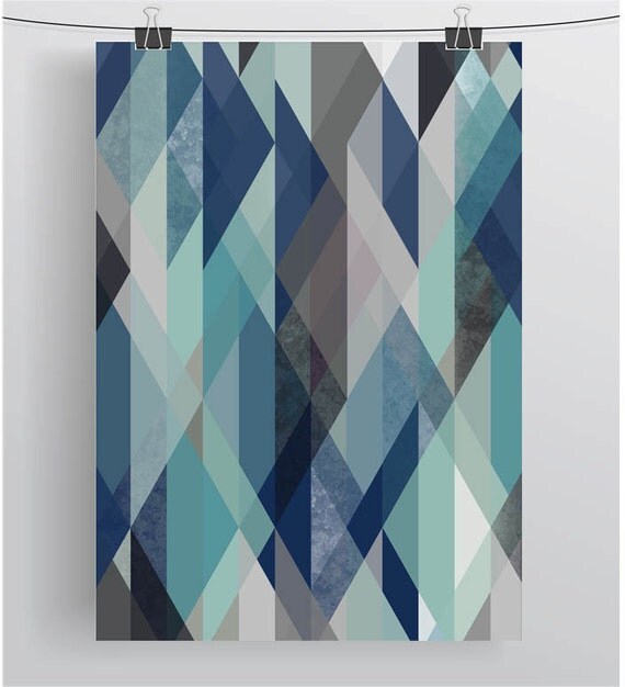 Geometric Print Blue Geometric Art Abstract Poster
