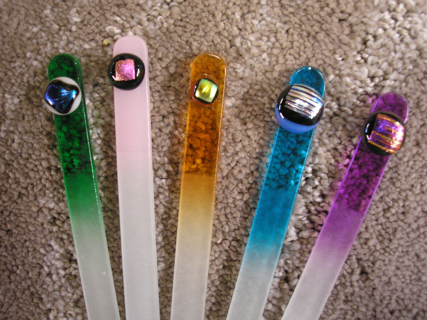 Glass Nail File Set with Fused Glass Accents