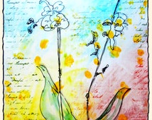 Popular items for orchid drawing on Etsy