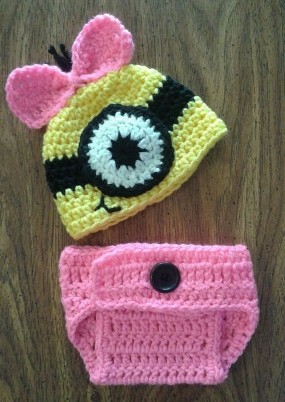 Crocheted newborn Minion hat and diaper by CrochetedByKristina