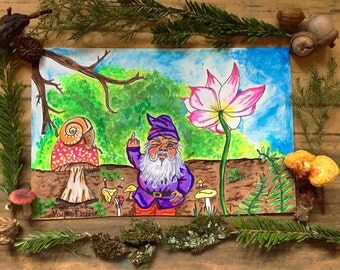Unique gnome painting related items | Etsy