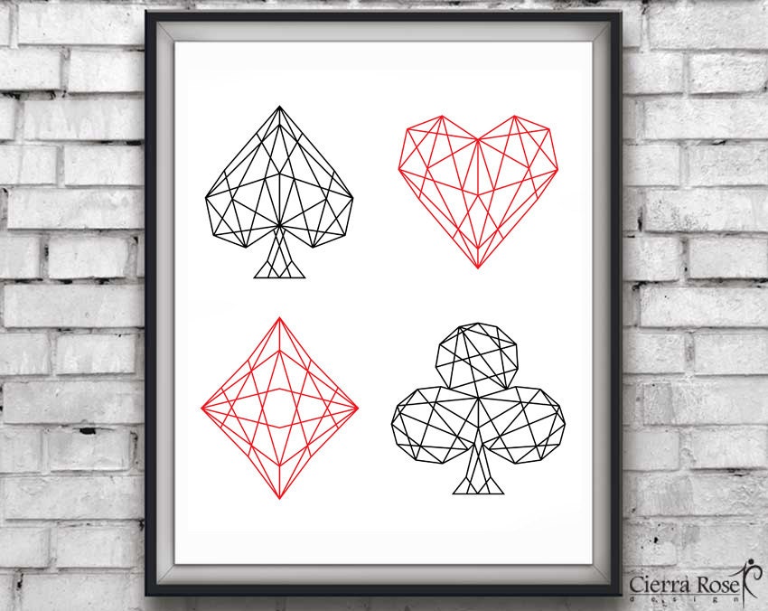 Playing Cards Card Suits Geometric Print Diamond Spade