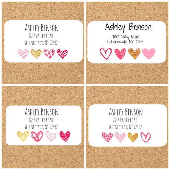 Cute Return address labels with hearts mailing labels by Labelin