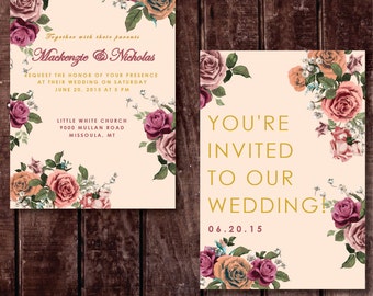 Unique retro wedding invite related items | Etsy