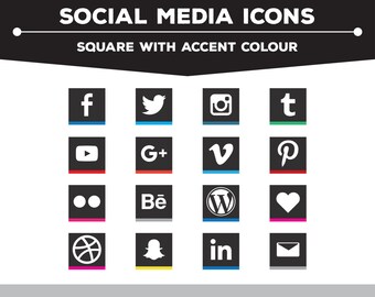 Square social icons | Etsy
