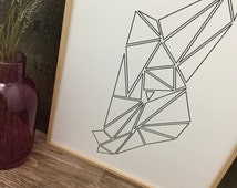 Unique geometric fox related items | Etsy