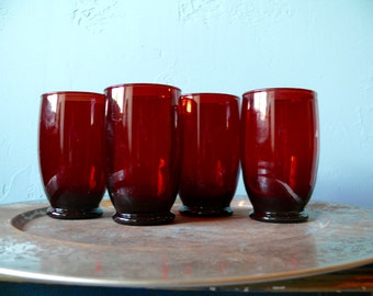 Red depression glass | Etsy