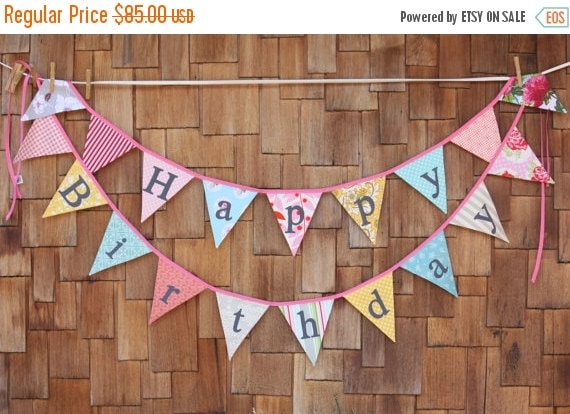 STOREWIDE SALE Custom Happy Birthday Flags. A by StarlitNestGifts