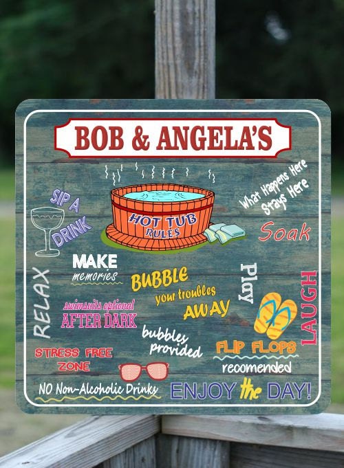 Personalized Hot Tub Sign with Towel Rack or by FunSignFactory