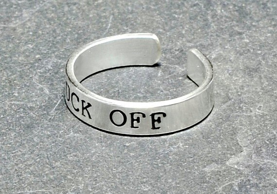 Sterling silver men's f'ck off toe ring Solid 925