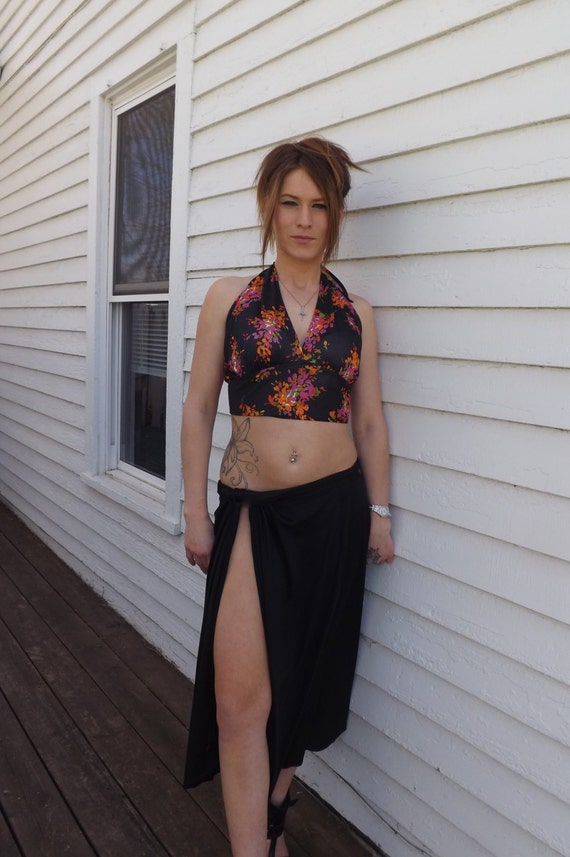 Hippie Halter Top Open Back Cropped Floral Blouse By Soulrust