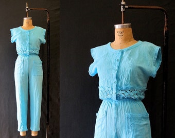 Turquoise jumpsuit | Etsy