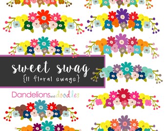 Floral swag clip art | Etsy