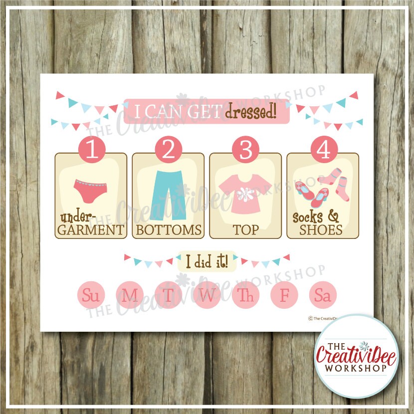 Getting Dressed Chart Steps to Get Dressed by CreativiDeeWorkshop