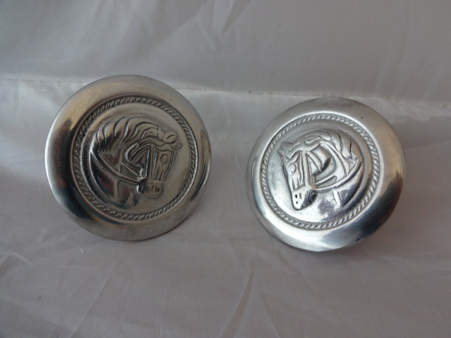 Pair Horse Head Bridle Loop Conchos Stainless Headstall